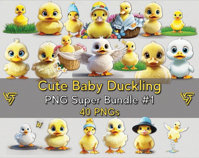 Printable Cute Baby Ducks Clipart Bundle - Set #1, PNG, Commercial Use ...