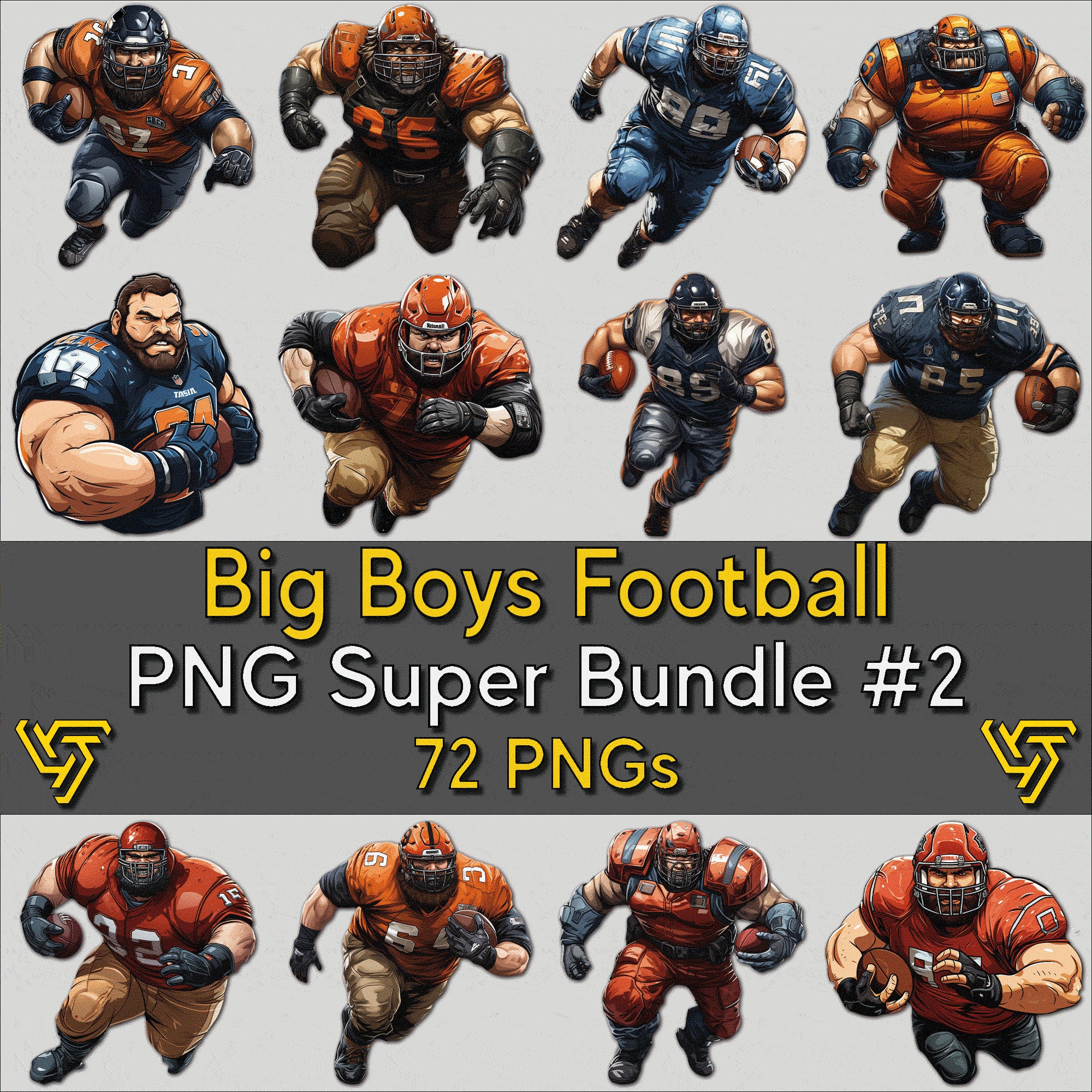 Big Boys Football Clipart Bundle #2 | Instantly Download Our Football ...