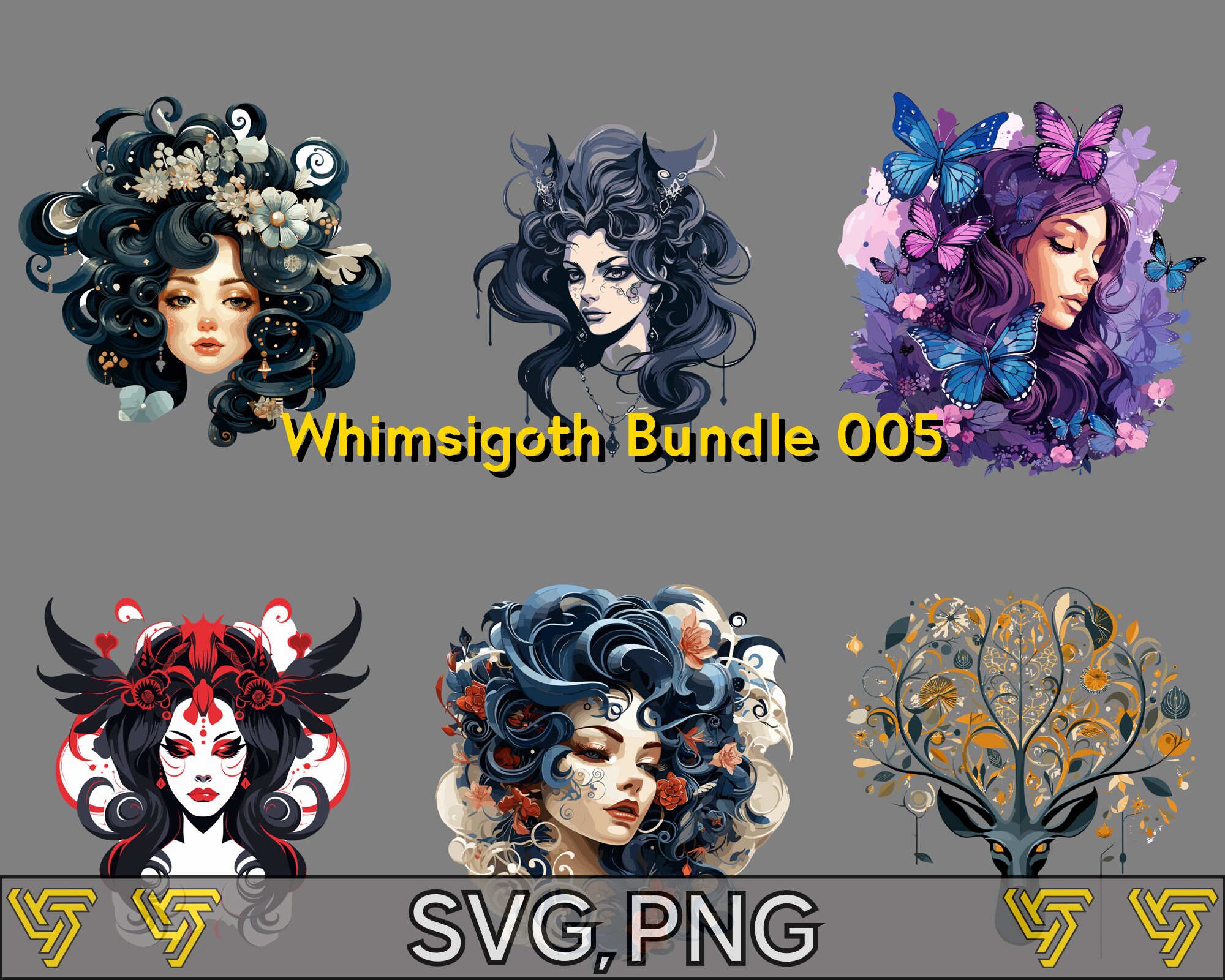 Whimsigoth Clipart Bundle 005 6 PNG and 6 SVG Instant - Etsy