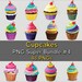 Cute Cupcakes PNG Clipart Bundle #4, 48 Designs, 300 DPI Transparent ...