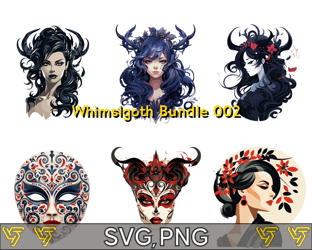 Whimsigoth Clipart Bundle 002 | 6 PNG and 6 SVG Instant Downloads | for ...