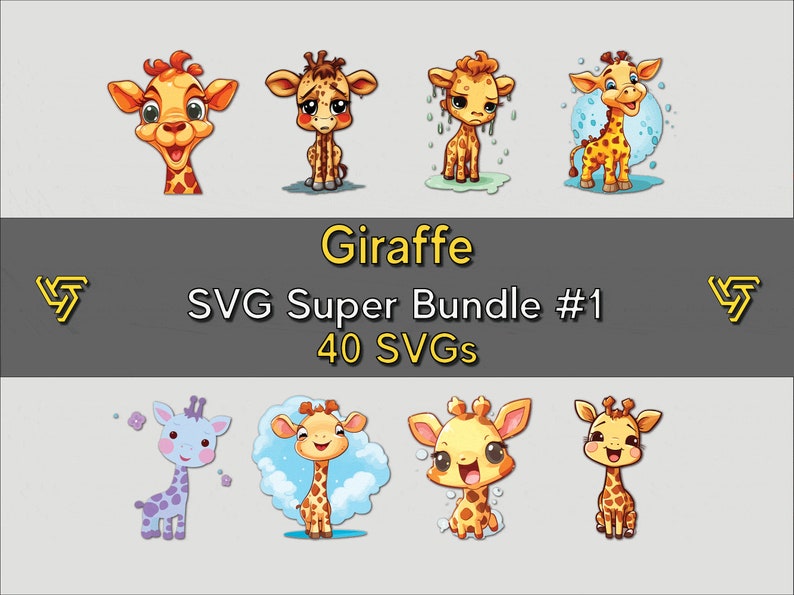 Cute Giraffe SVG Clipart Bundle - 40 Unique Designs - Etsy