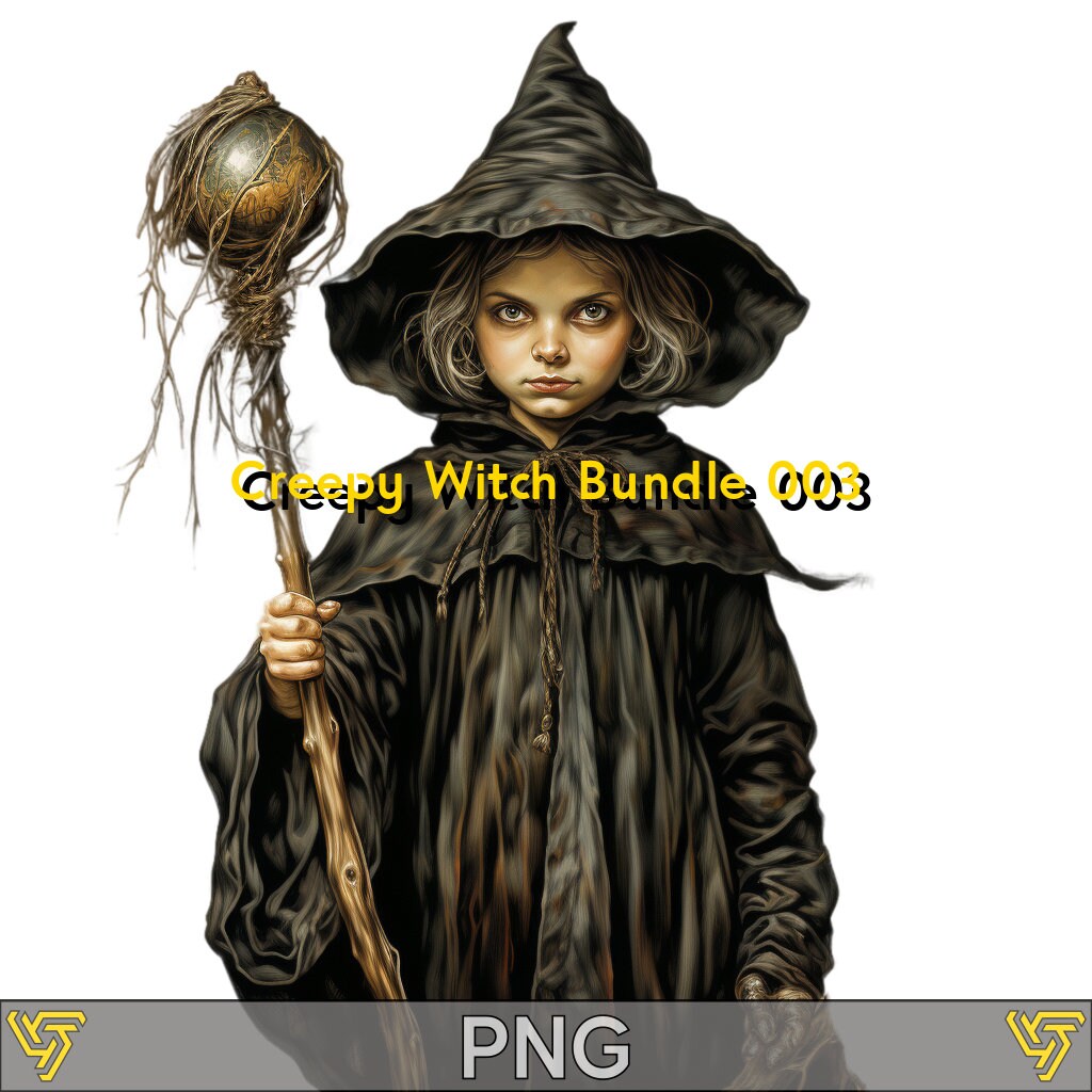 Creepy Halloween Witch PNG Bundle 003 With 4 Designs in the - Etsy