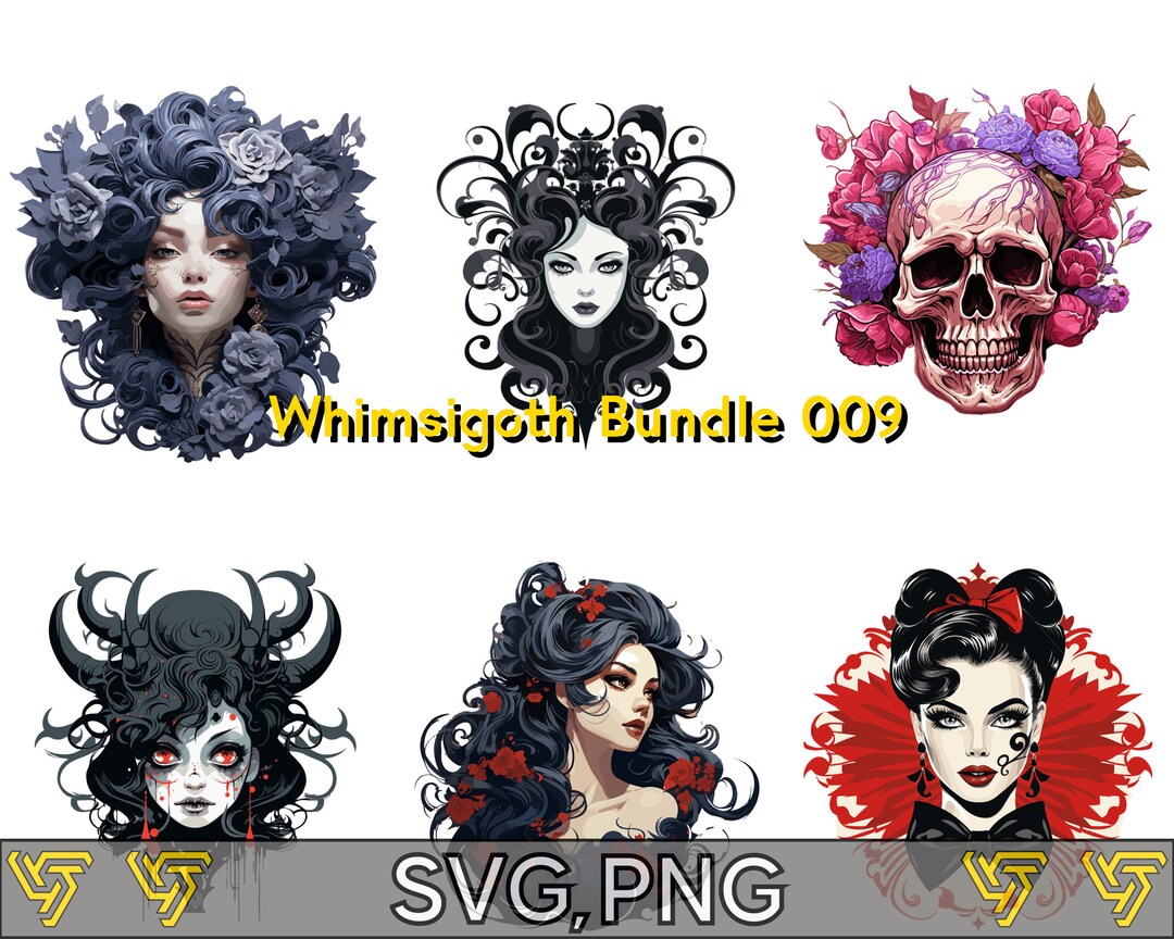 Whimsigoth Clipart Bundle 009 | 6 PNG and 6 SVG Instant Downloads | for ...