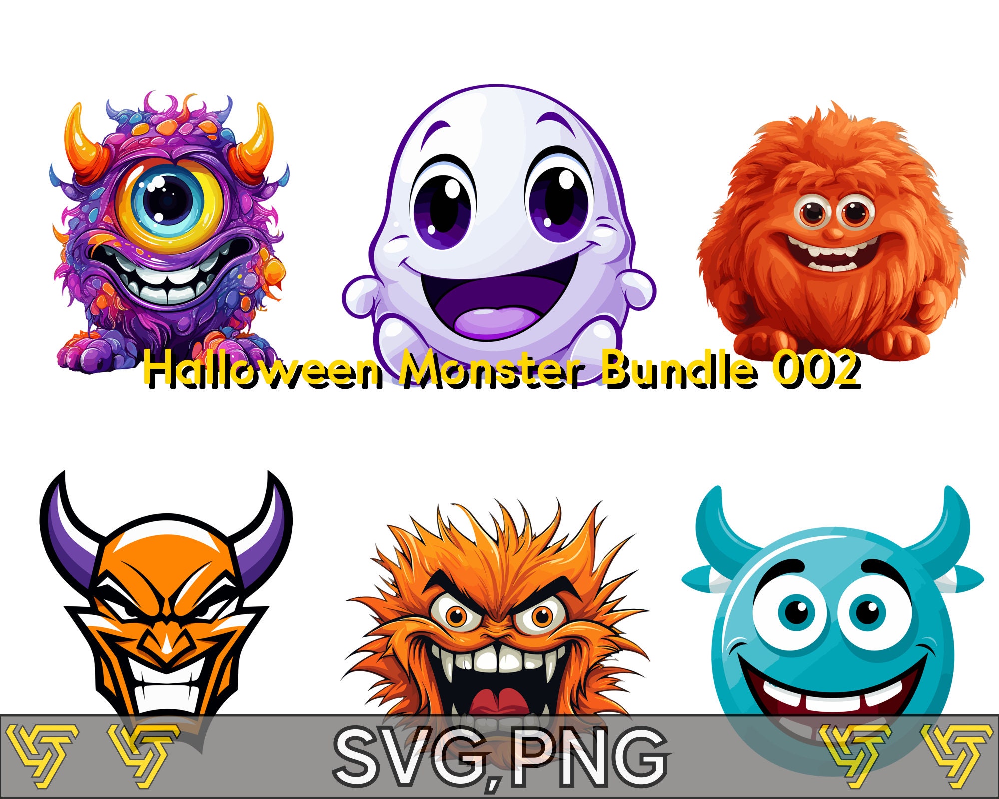 Halloween Monster Clipart Bundle 002 With 6 Designs in Our SVG Bundle ...