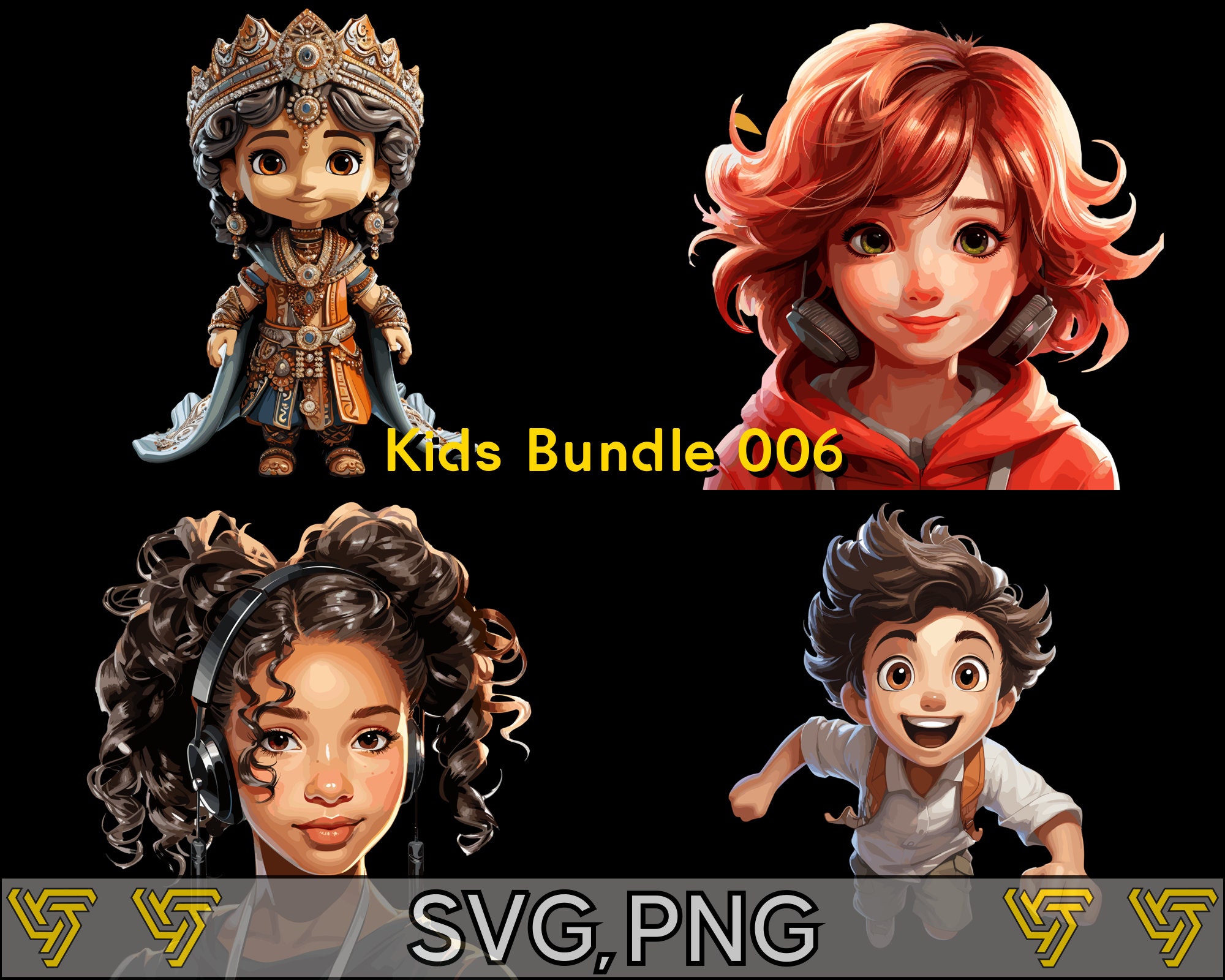 Kids SVG Bundle 006 | 16 SVG Instant Downloads | 16 Transparent PNG ...