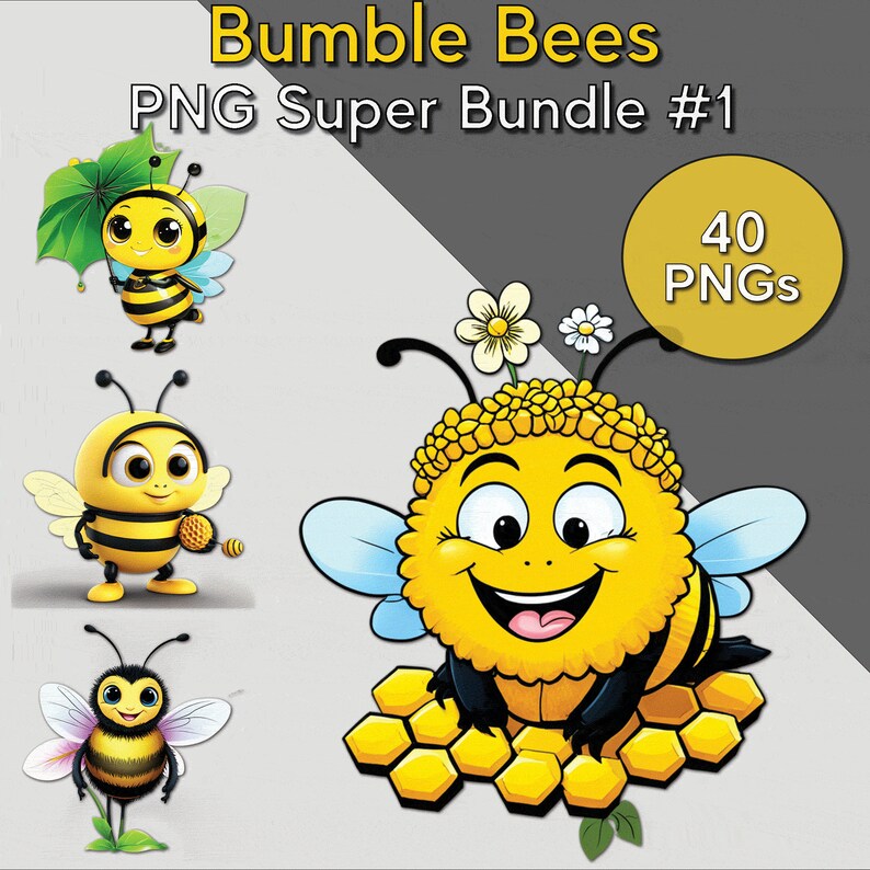 Bumble Bees Clipart Bundle – 40 PNG Designs (digital Download) - Etsy