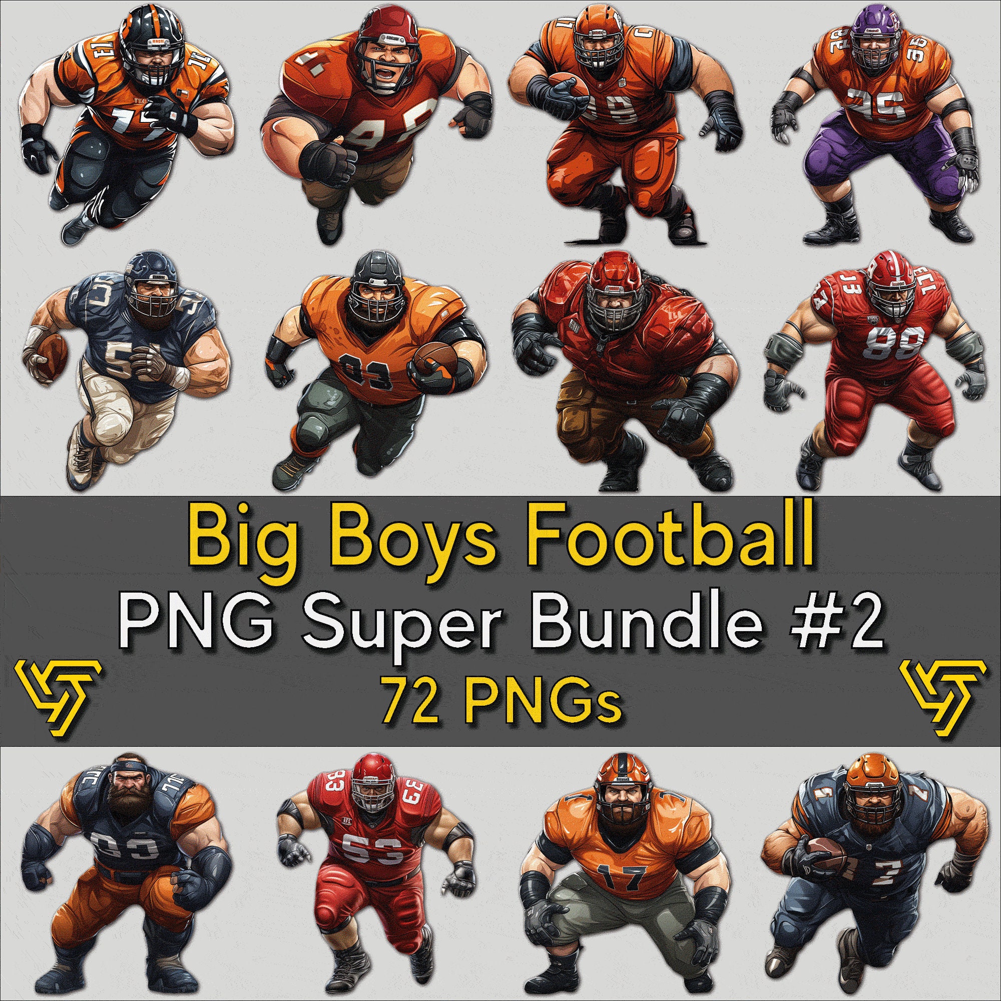 Big Boys Football Clipart Bundle #2 | Instantly Download Our Football ...