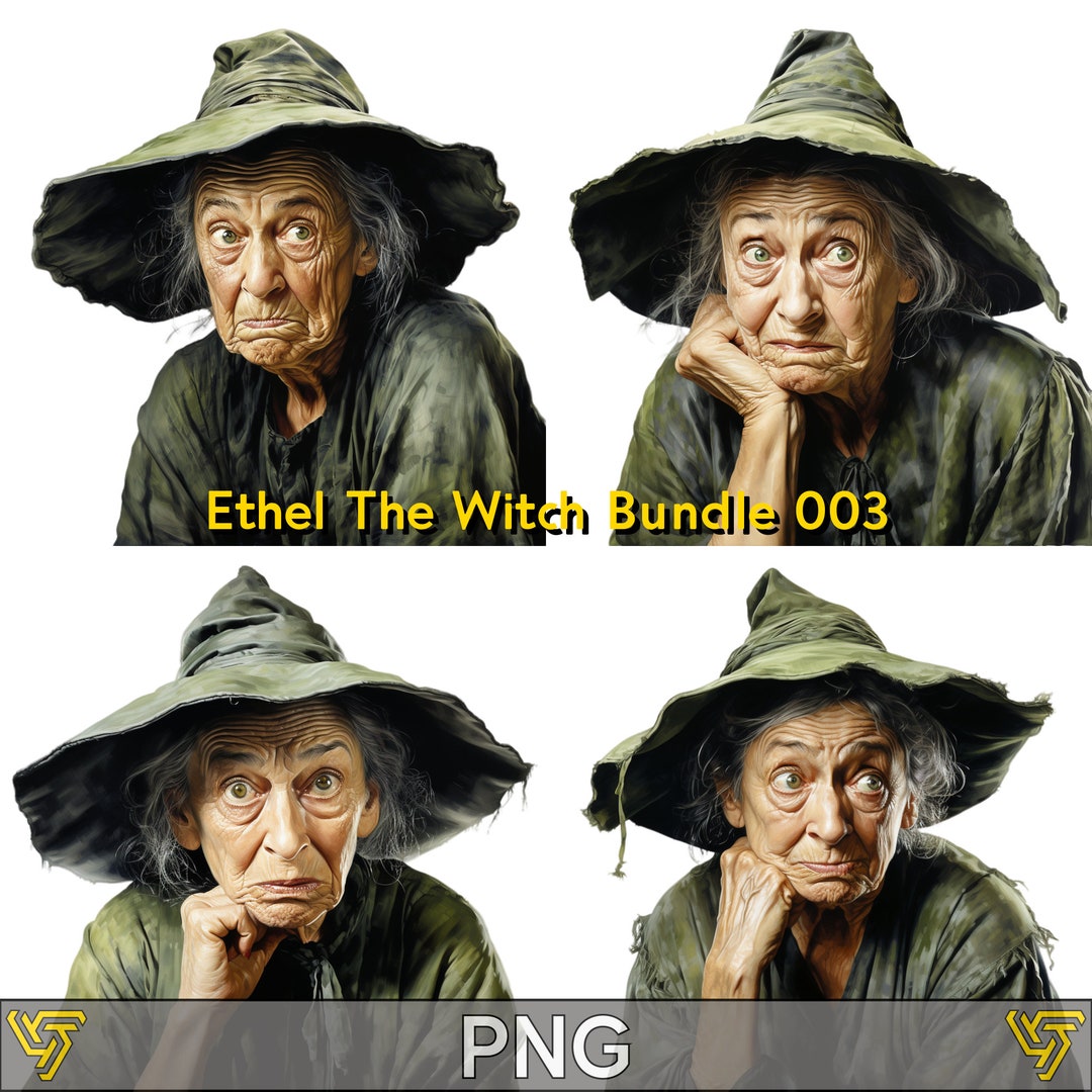 Ethel the Halloween Witch PNG Bundle 003 With 4 Designs in 300 DPI ...