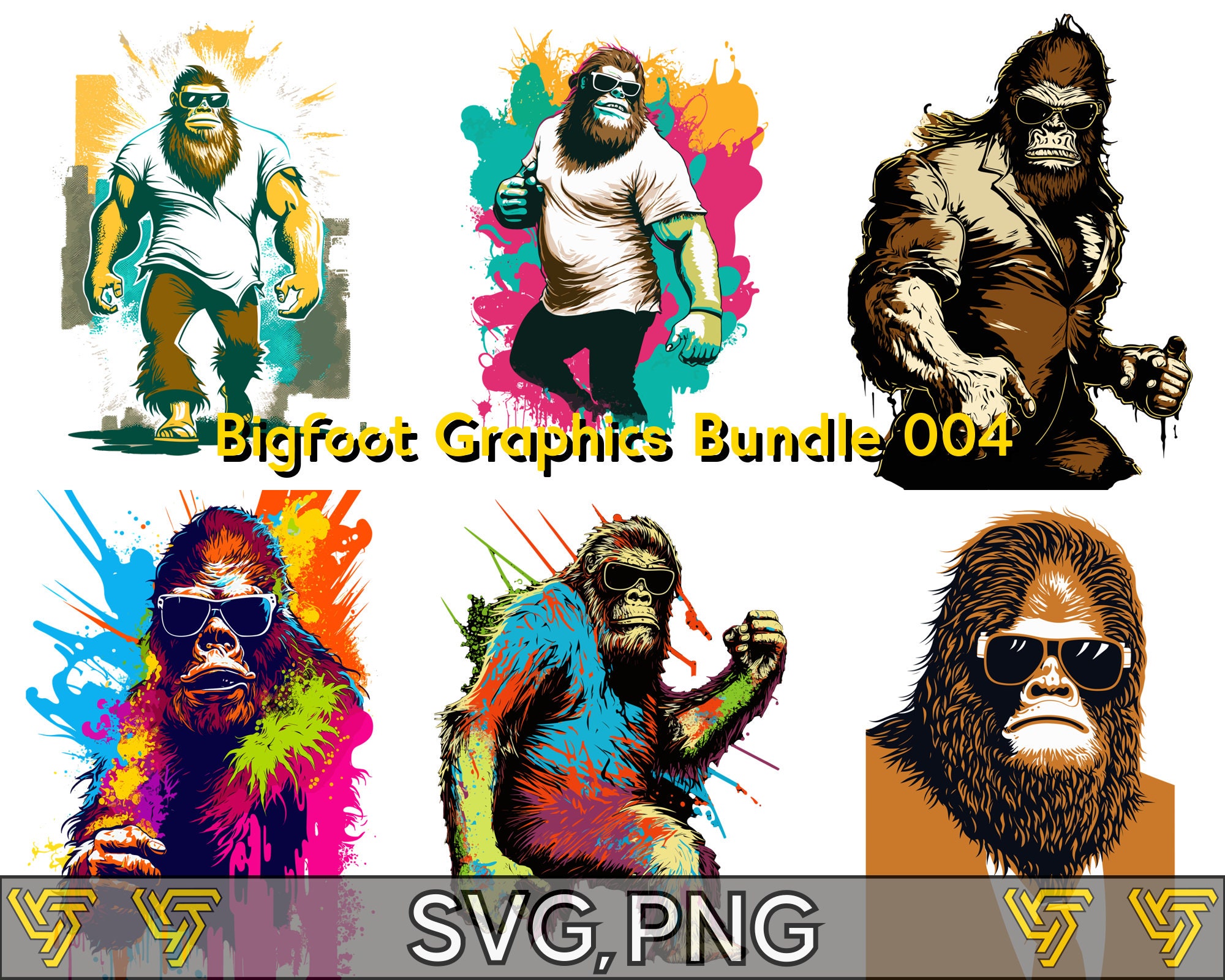 Bigfoot Clipart Bundle 004 PNG & SVG Instant Downloads for T-shirts ...