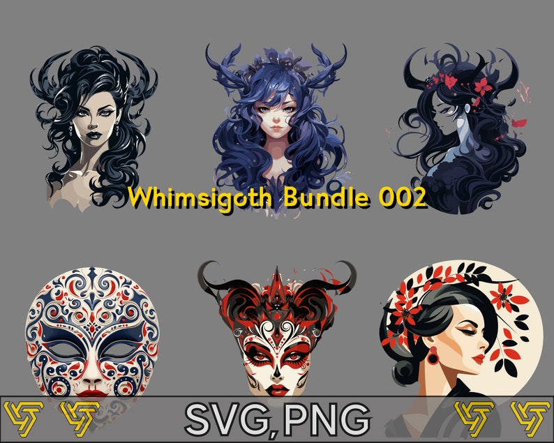 Whimsigoth Clipart Bundle 002 | 6 PNG and 6 SVG Instant Downloads | for ...