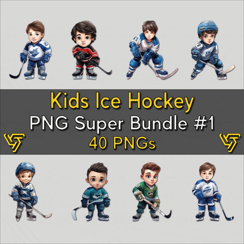 Kids Ice Hockey Clipart Bundle #1 | PNG Bundle | Instant Download | 40 ...