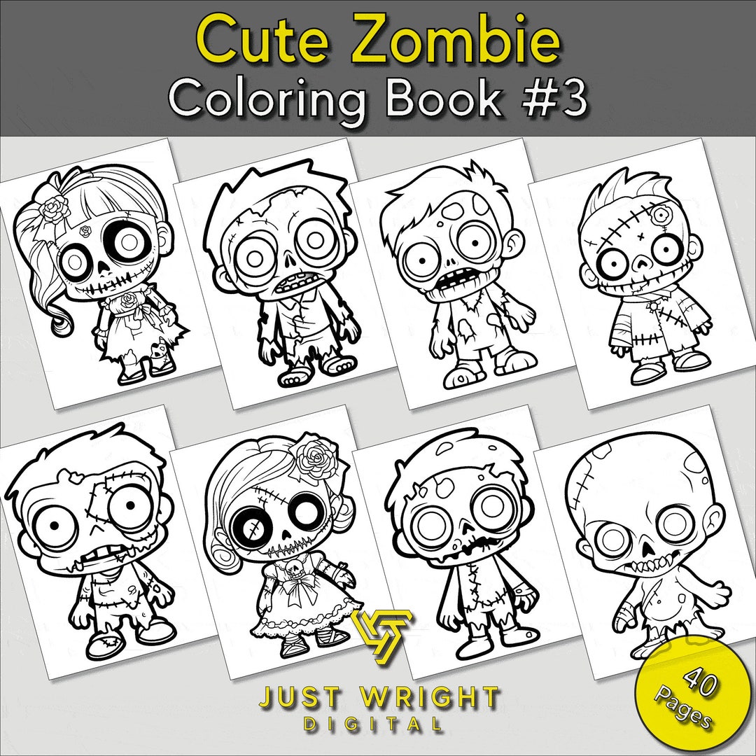Cute Zombie Coloring Book 003 - 40 Coloring Pages for Your Halloween ...