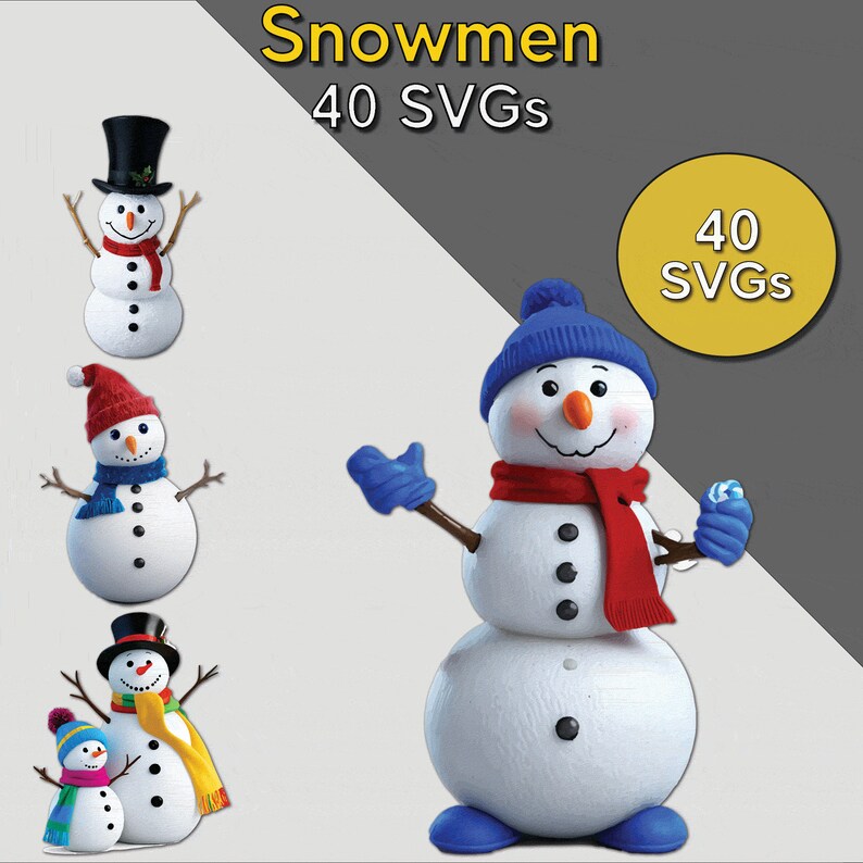 Snowman SVG Clipart Set: 40 Winter Graphics | Instant Download for ...