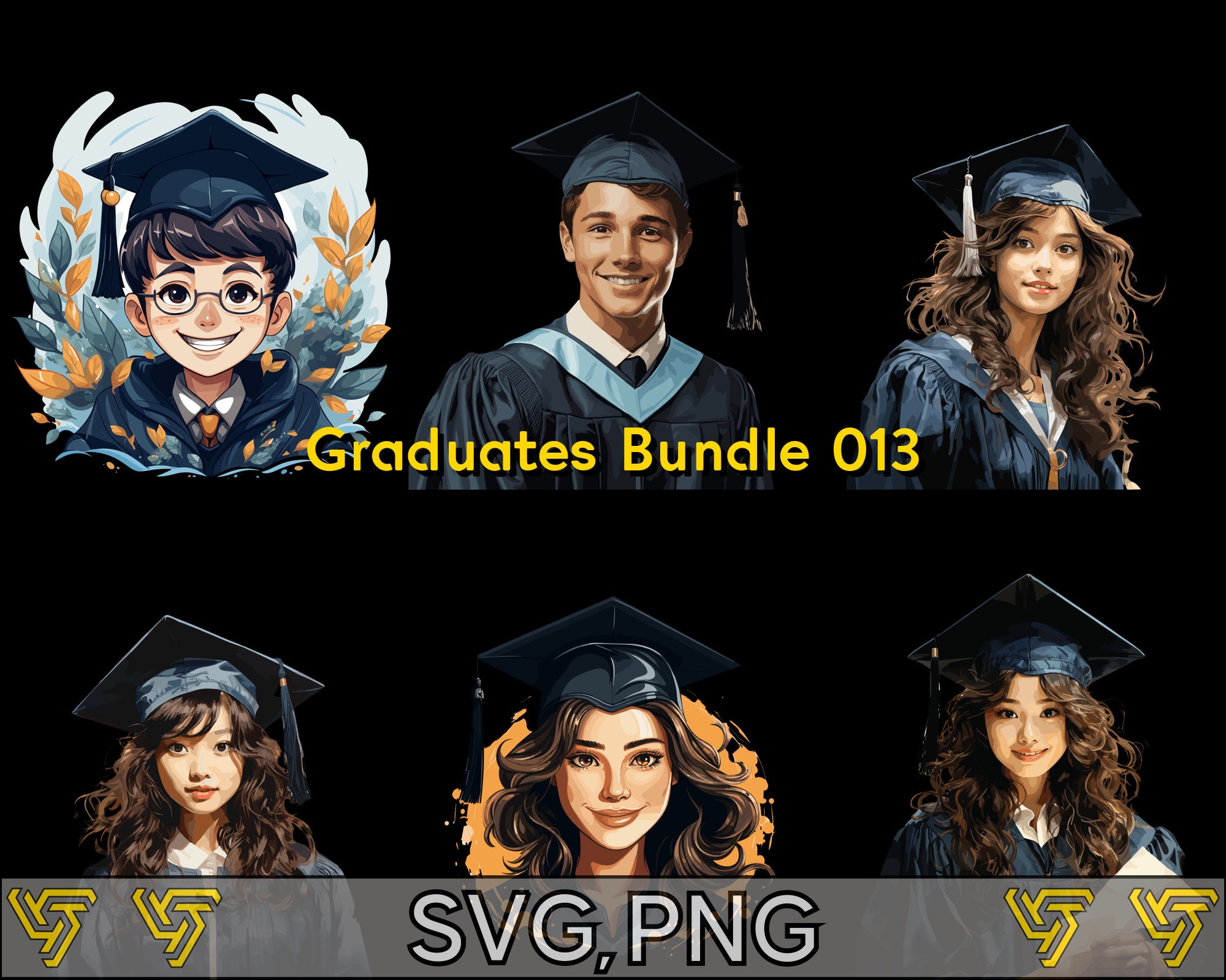 Student/graduate Clipart Bundle 013 6 PNG and 6 SVG Instant Downloads ...