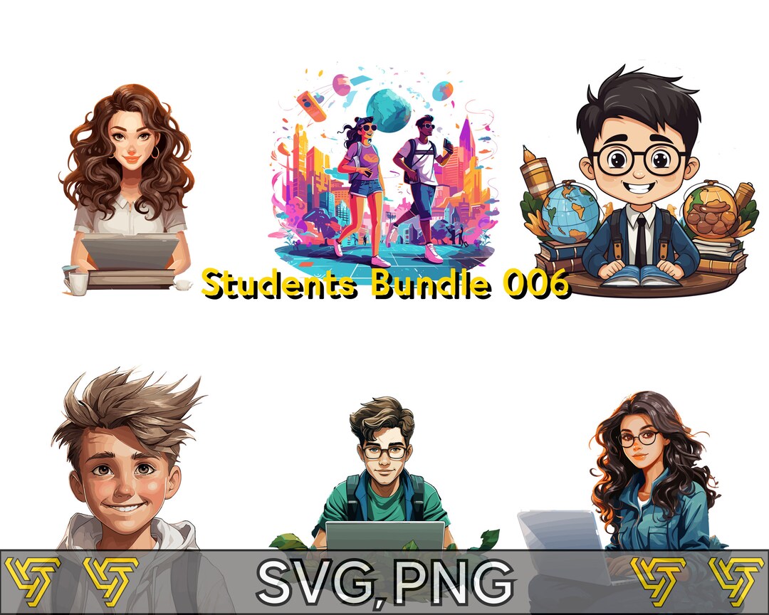Students SVG Bundle 006 - 12 Designs With 300 DPI Transparent PNG Files ...