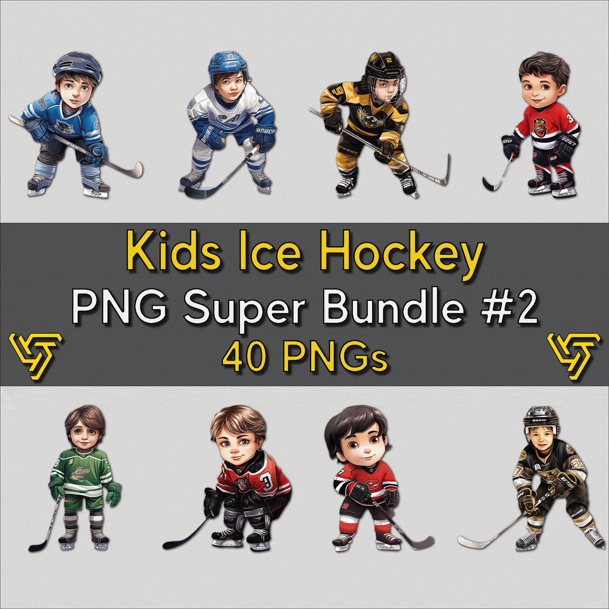 Kids Ice Hockey Clipart Bundle #2 | PNG Bundle | Instant Download | 40 ...