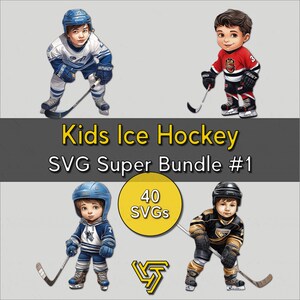 Kids Ice Hockey Clipart Bundle #1 | SVG Bundle | Instant Download | 40 ...