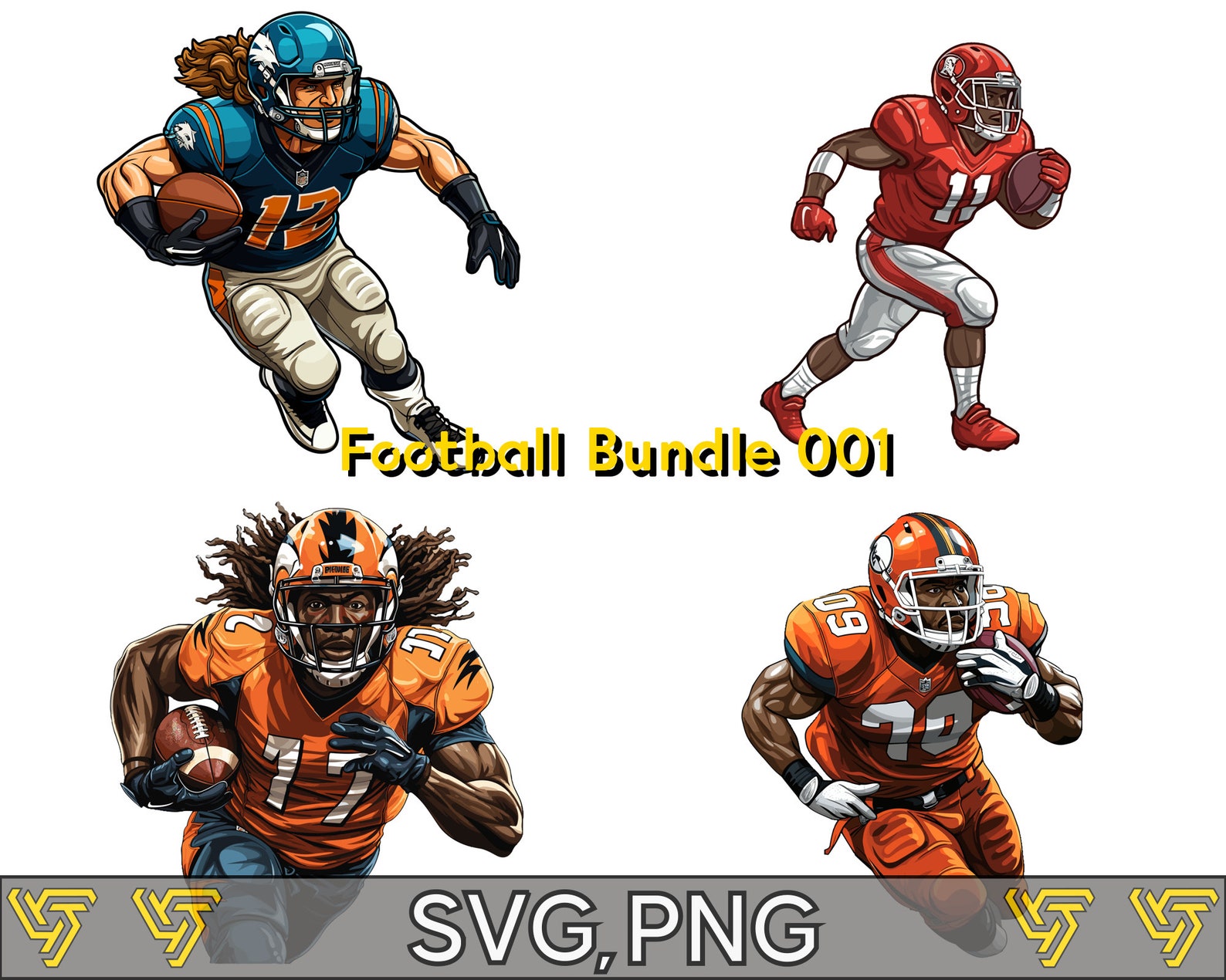 Football Clipart Bundle 001 | 8 Designs in Each Football SVG Bundle and ...