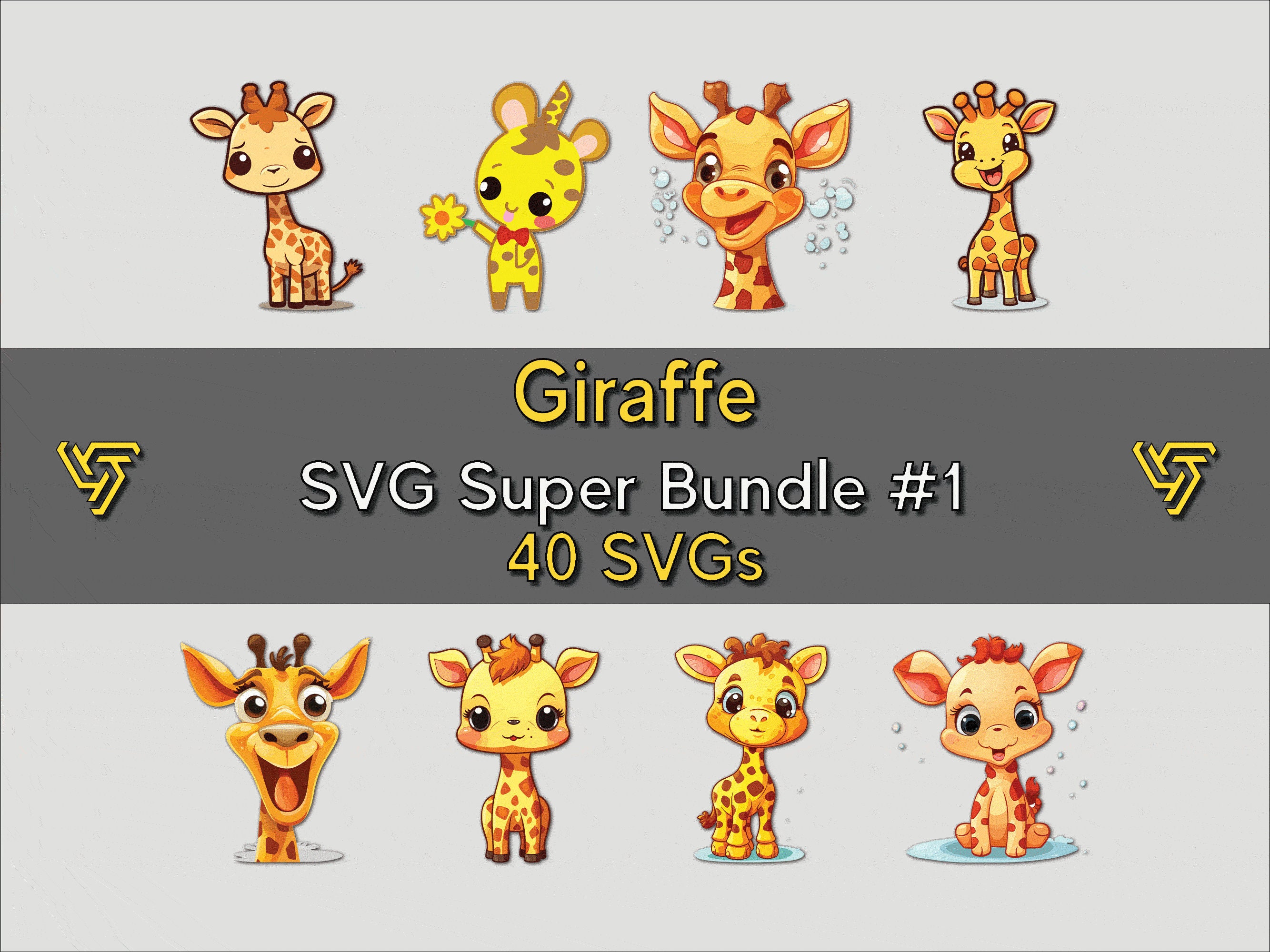 Cute Giraffe SVG Clipart Bundle - 40 Unique Designs - Etsy
