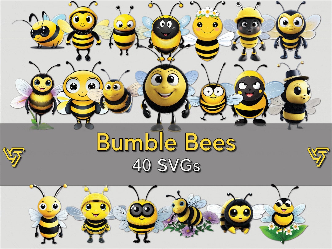 Bee-utiful Bumble Bees SVG Clipart Bundle #1 | Instant Download | 40 ...