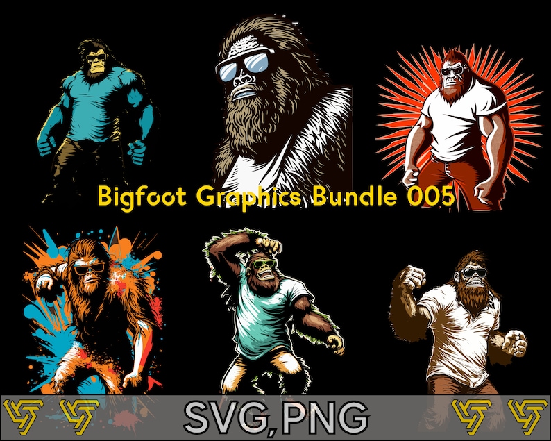 Bigfoot Clipart Bundle 005 Png Svg Instant Downloads For T Shirts