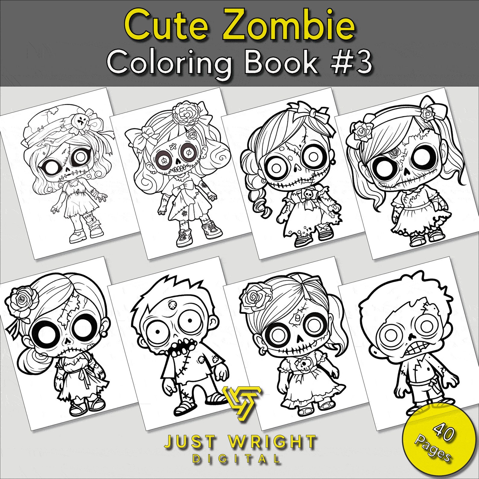 Cute Zombie Coloring Book 003 - 40 Coloring Pages for Your Halloween ...