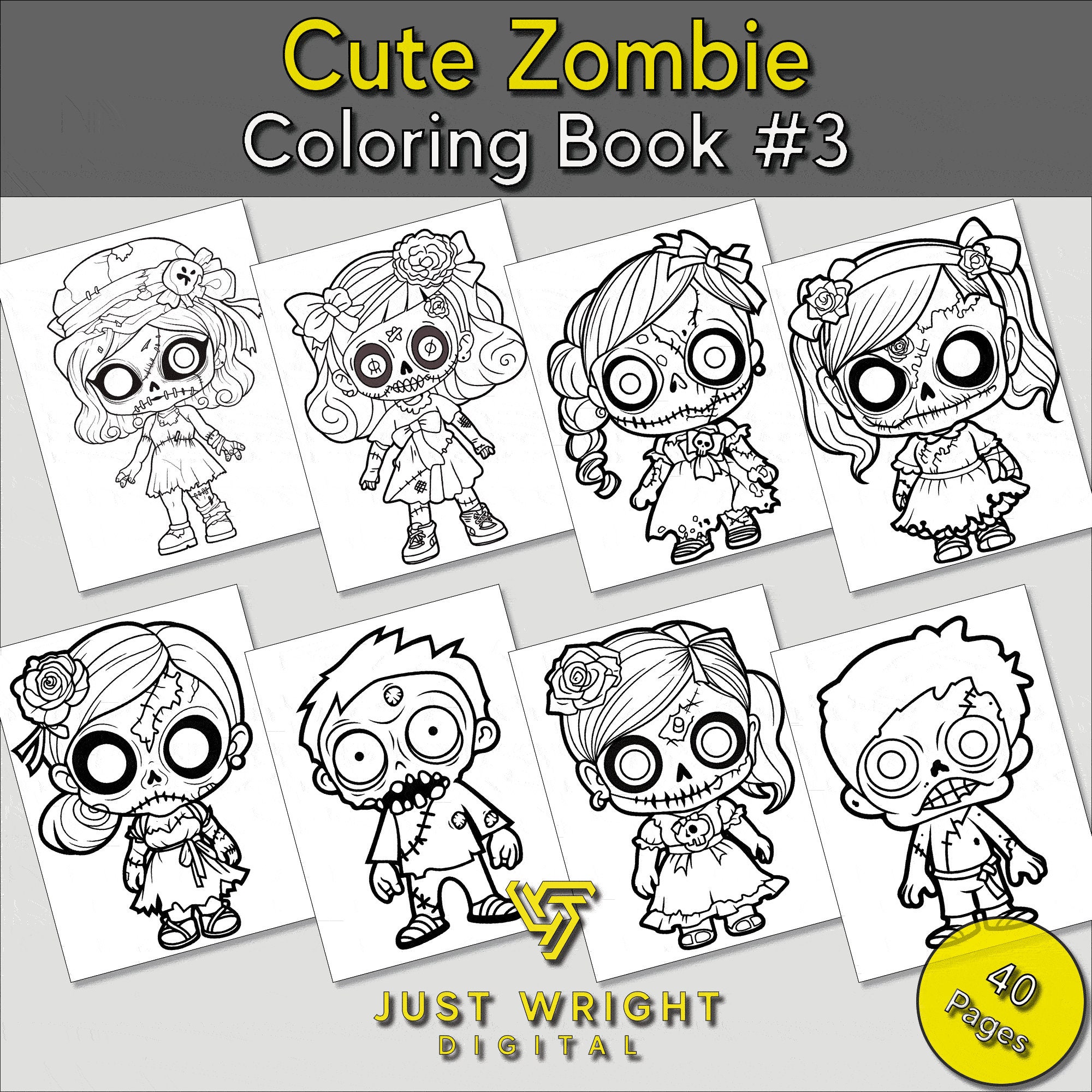 Cute Zombie Coloring Book 003 - 40 Coloring Pages for Your Halloween ...