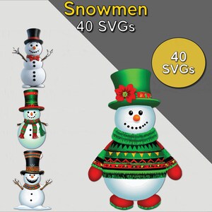 Snowman SVG Clipart Set: 40 Winter Graphics | Instant Download for ...