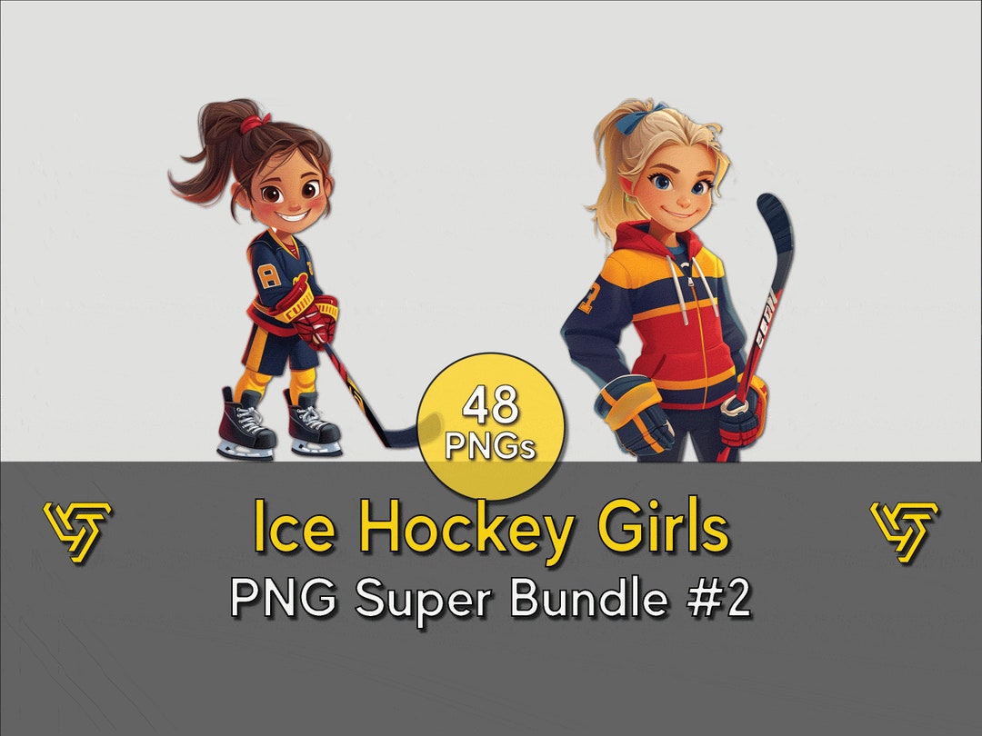 Ice Hockey Girls Clipart Bundle 2 Instantly Download Your Ice Hockey ...