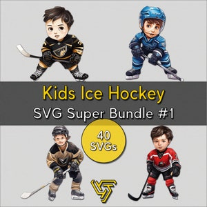 Kids Ice Hockey Clipart Bundle #1 | SVG Bundle | Instant Download | 40 ...