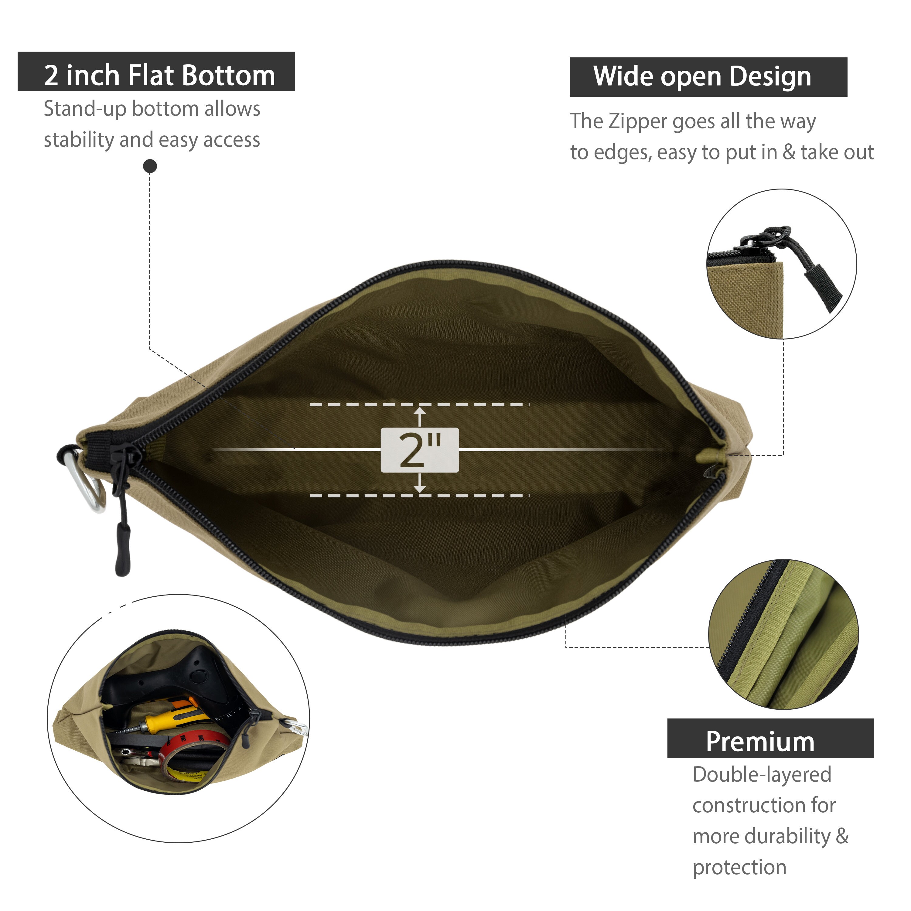 3 Pack, 6 Pack Canvas Pouch Zipper Pouch Small Tool Bag I Organizer for ...