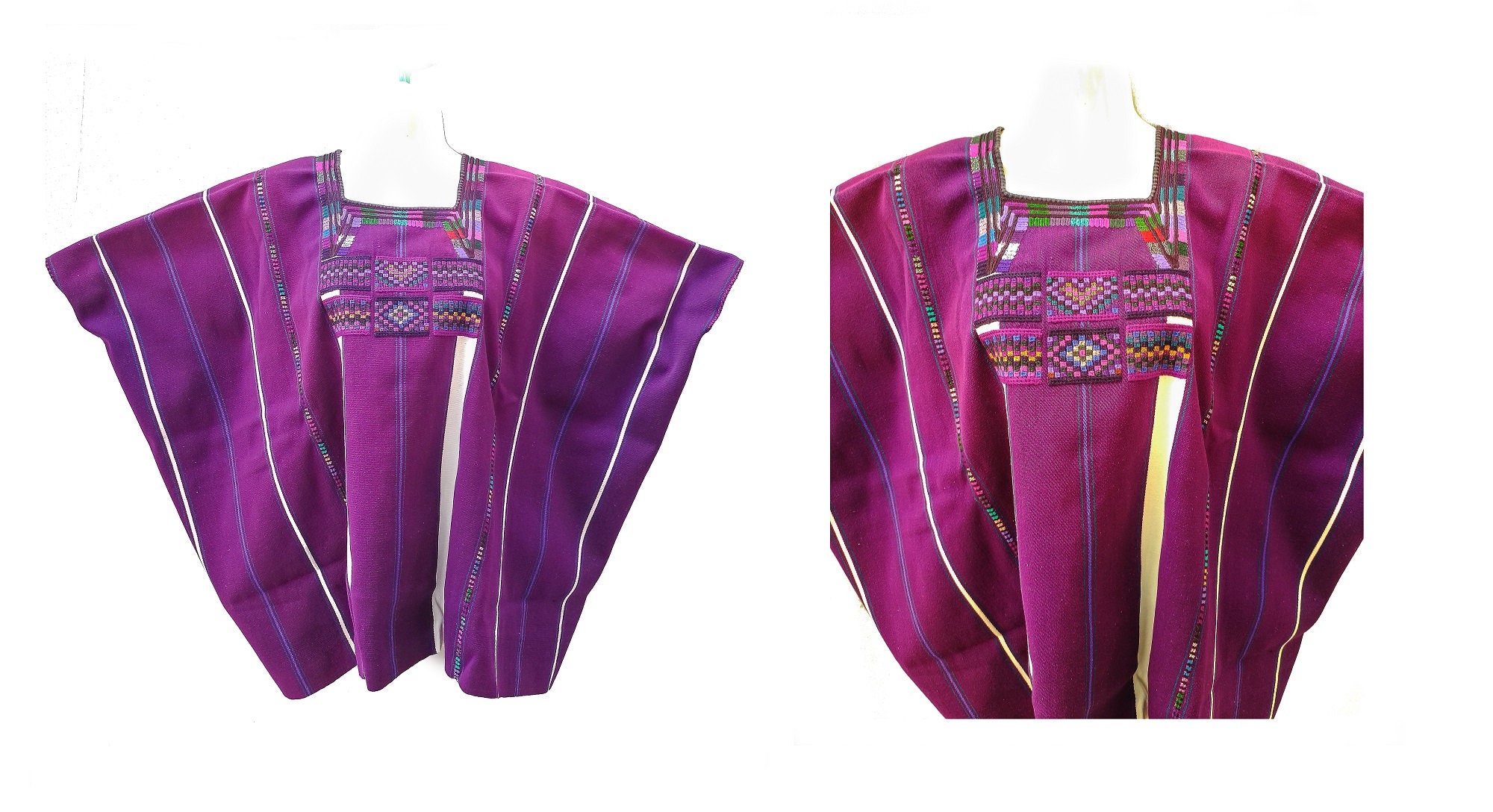 Backstrap Handwoven Stripes Pattern Tunic Mexican Huipil Dress Mayan ...