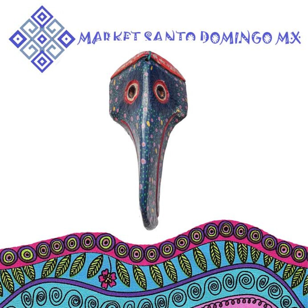 Ibis Wood Handcarved Ceremonial Mask Mexican Handpainted Folk Art ...