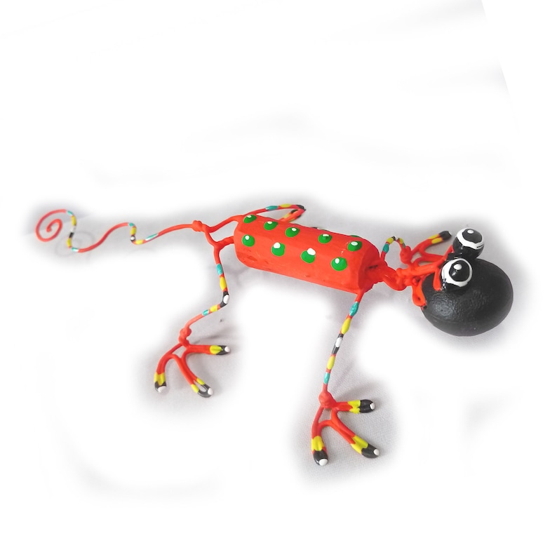 Colorful Gecko Metal Wire Figurines Mexican Alebrijes Zoological Hand ...