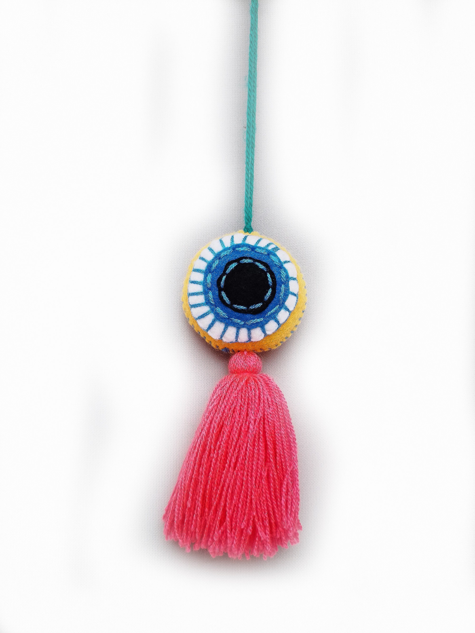 Set of Handstitched Embroidered Evil Eye With Tassels Ornaments Mexican ...