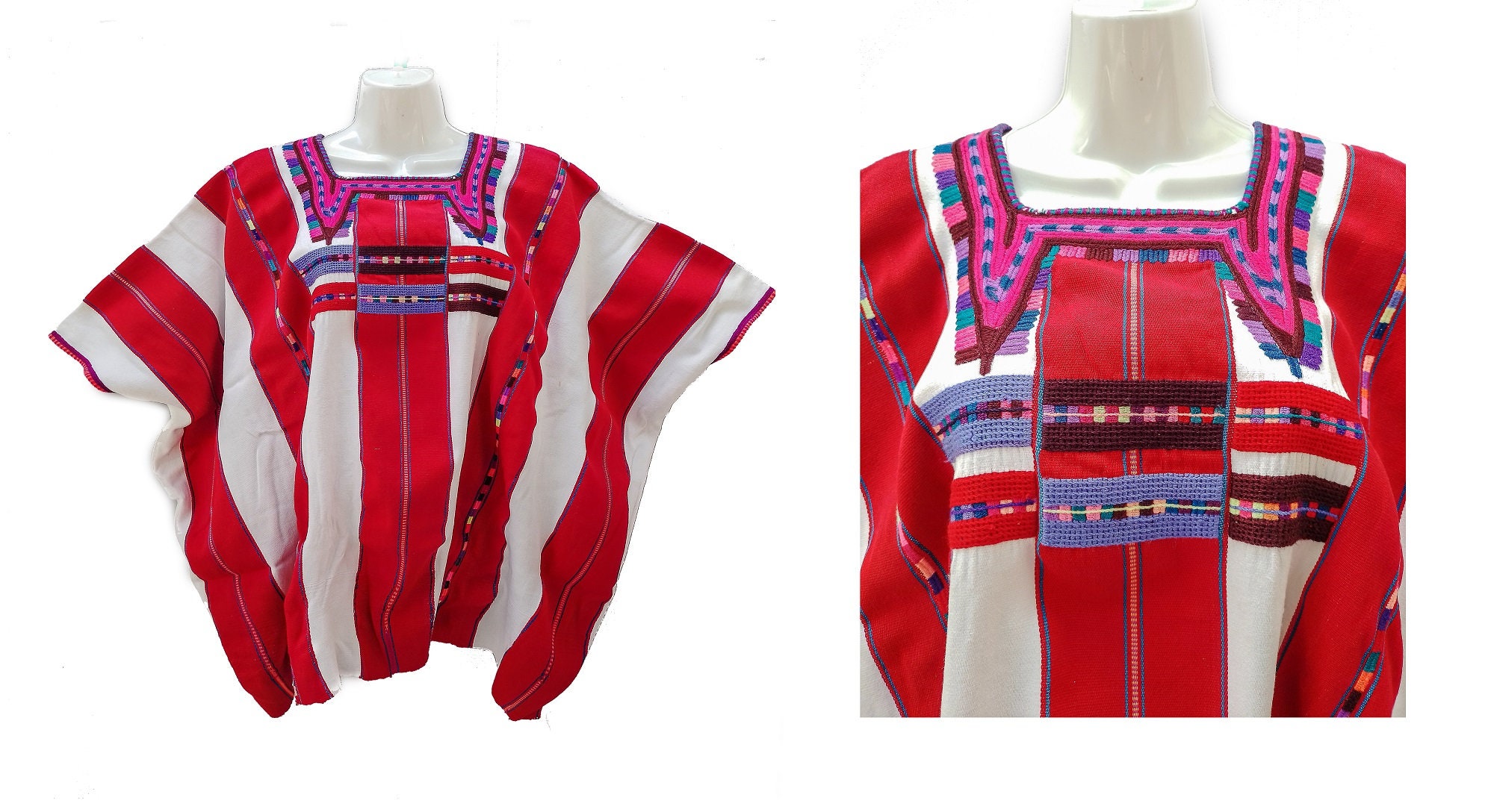 Backstrap Handwoven Stripes Pattern Tunic Mexican Huipil Dress Mayan ...