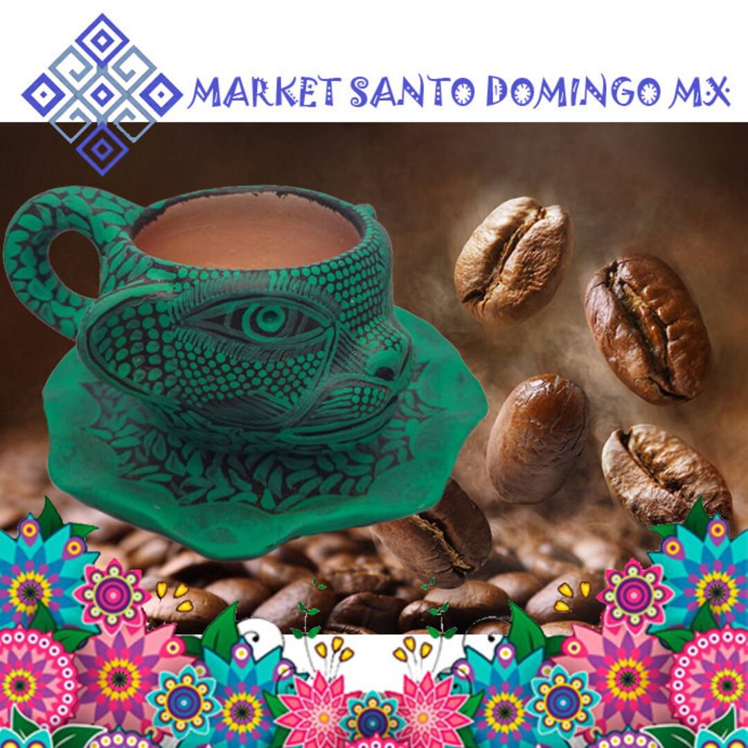 Traditional Mexican Pottery Jaguar Coffee Cup With Plate Hand Crafted ...