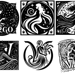 20x Virgo, Virgo Zodiac Laser Cut Files - Etsy