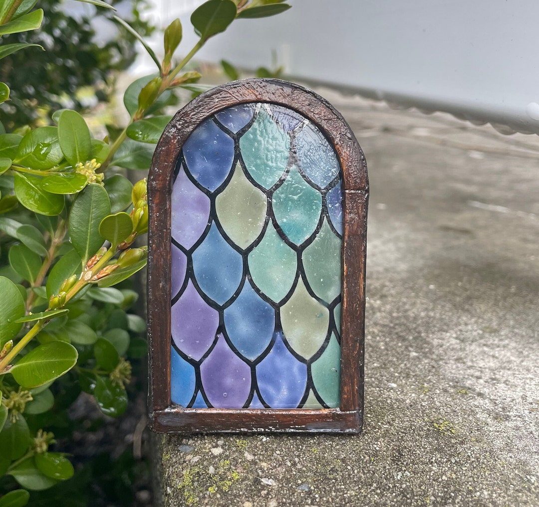 Stained-glass Look Window, Dragon Scales, Purple, Blue, Green, Handmade ...