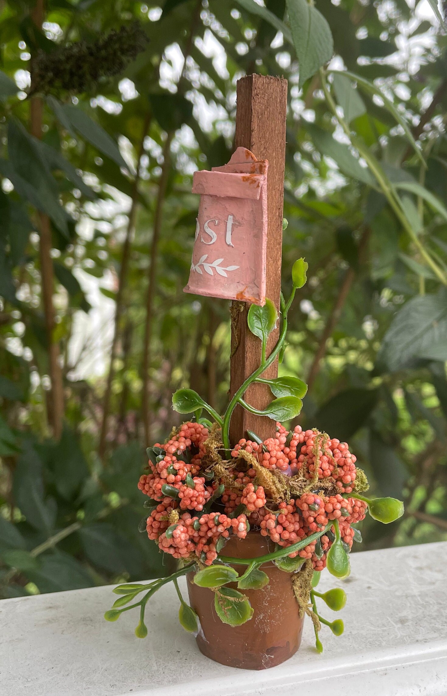 Vintage Pink Mailbox, Handmade Miniature, Dollhouse Mailbox, Fairy ...