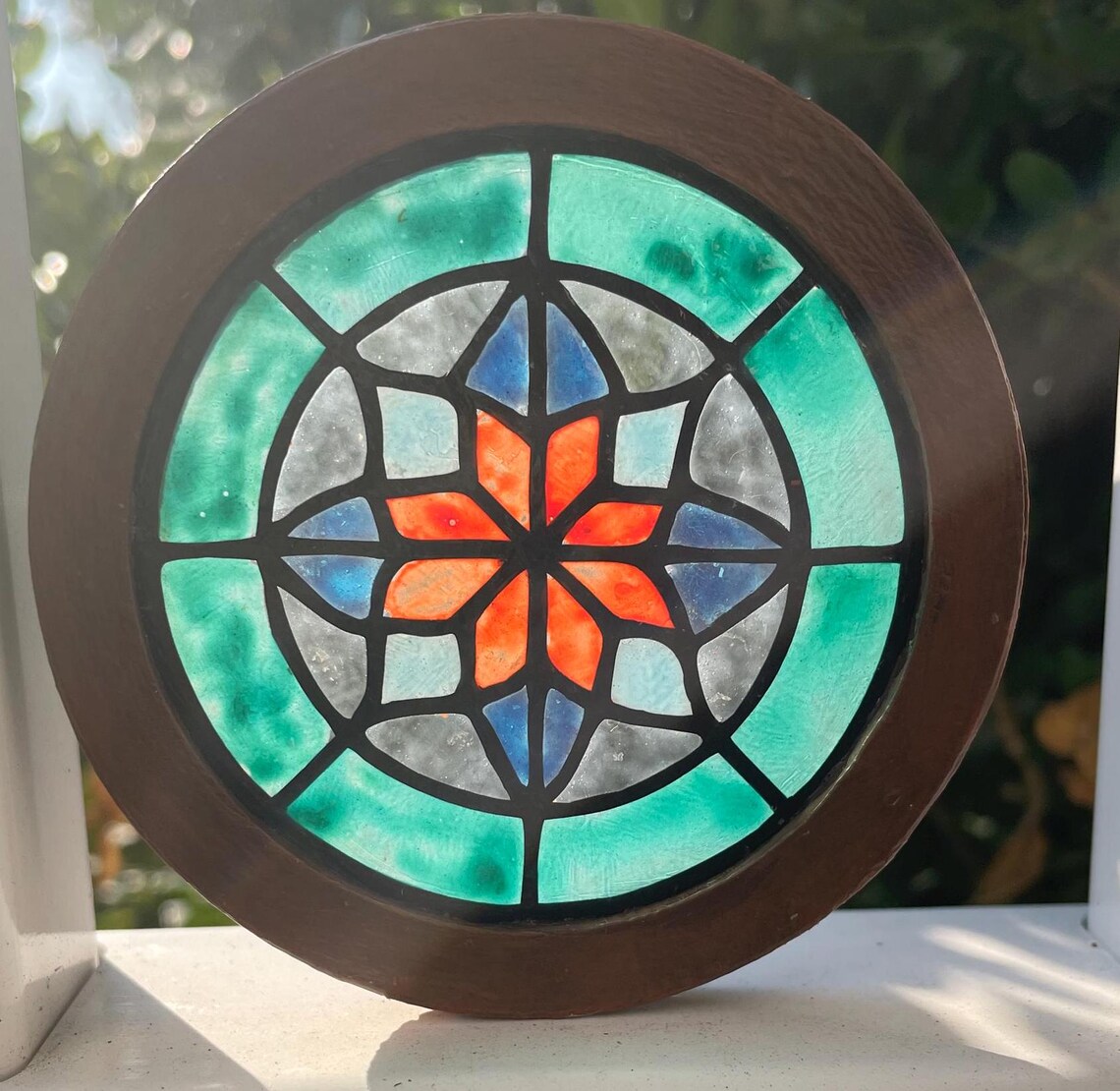 Large Stained-glass Look Window, Round, Handmade Miniature, Dollhouse ...