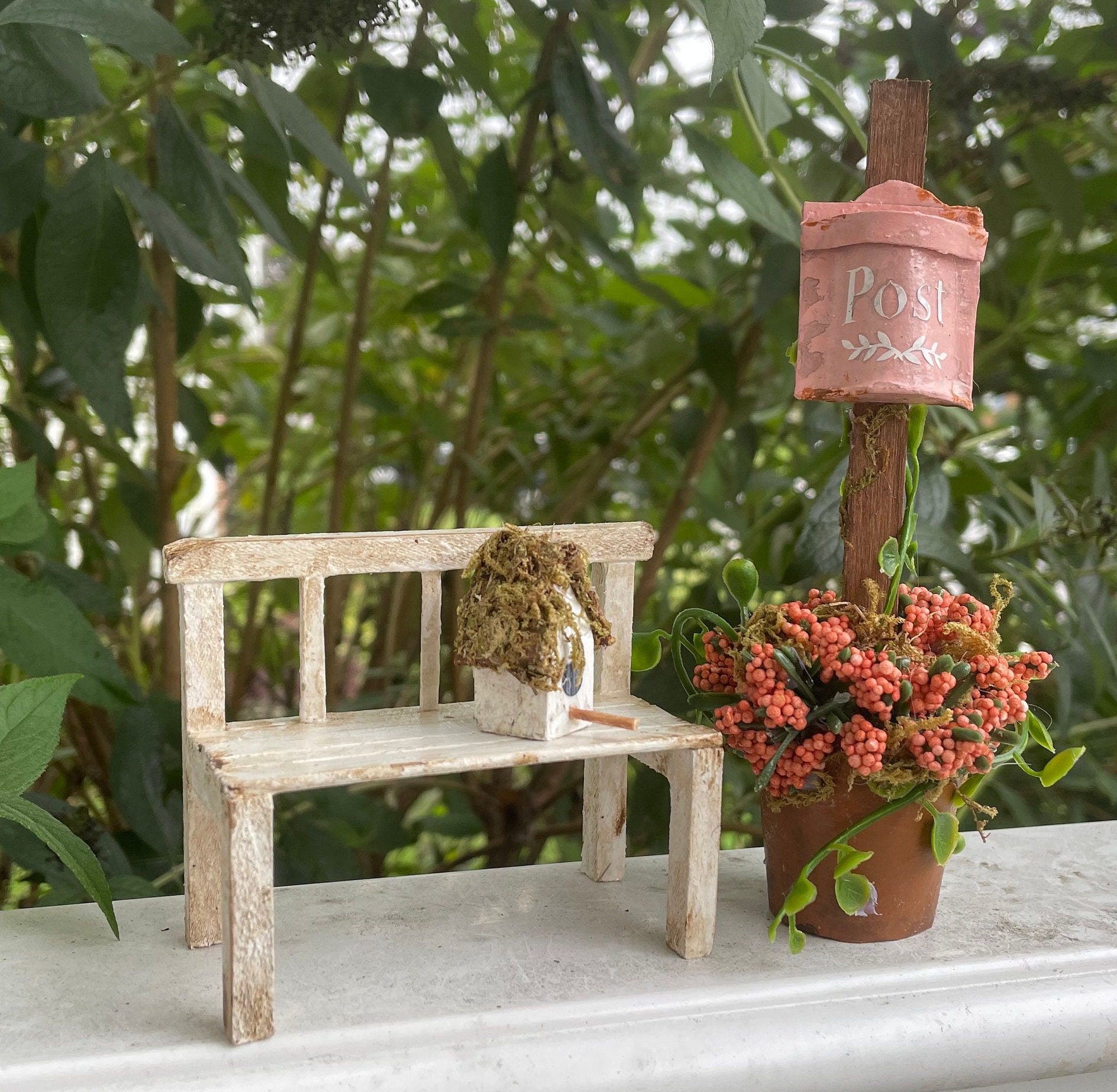 Vintage Pink Mailbox, Handmade Miniature, Dollhouse Mailbox, Fairy ...