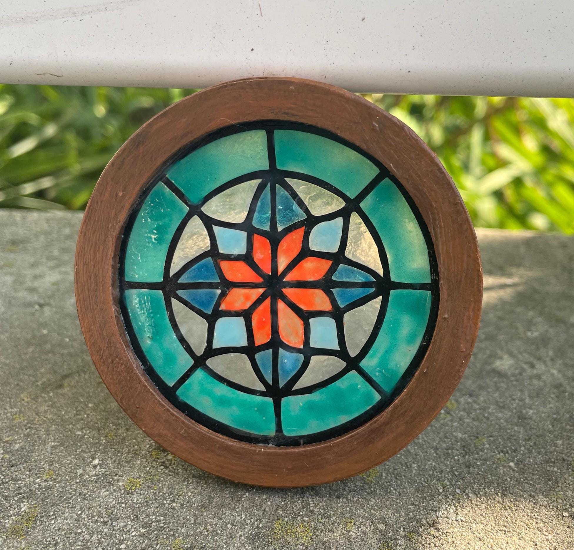 Large Stained-glass Look Window, Round, Handmade Miniature, Dollhouse ...
