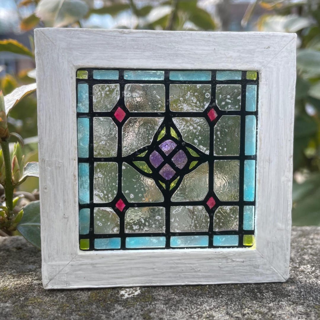 Handmade Miniature Stained Glass Window, 2 5/8 Inches, Dollhouse Fairy ...