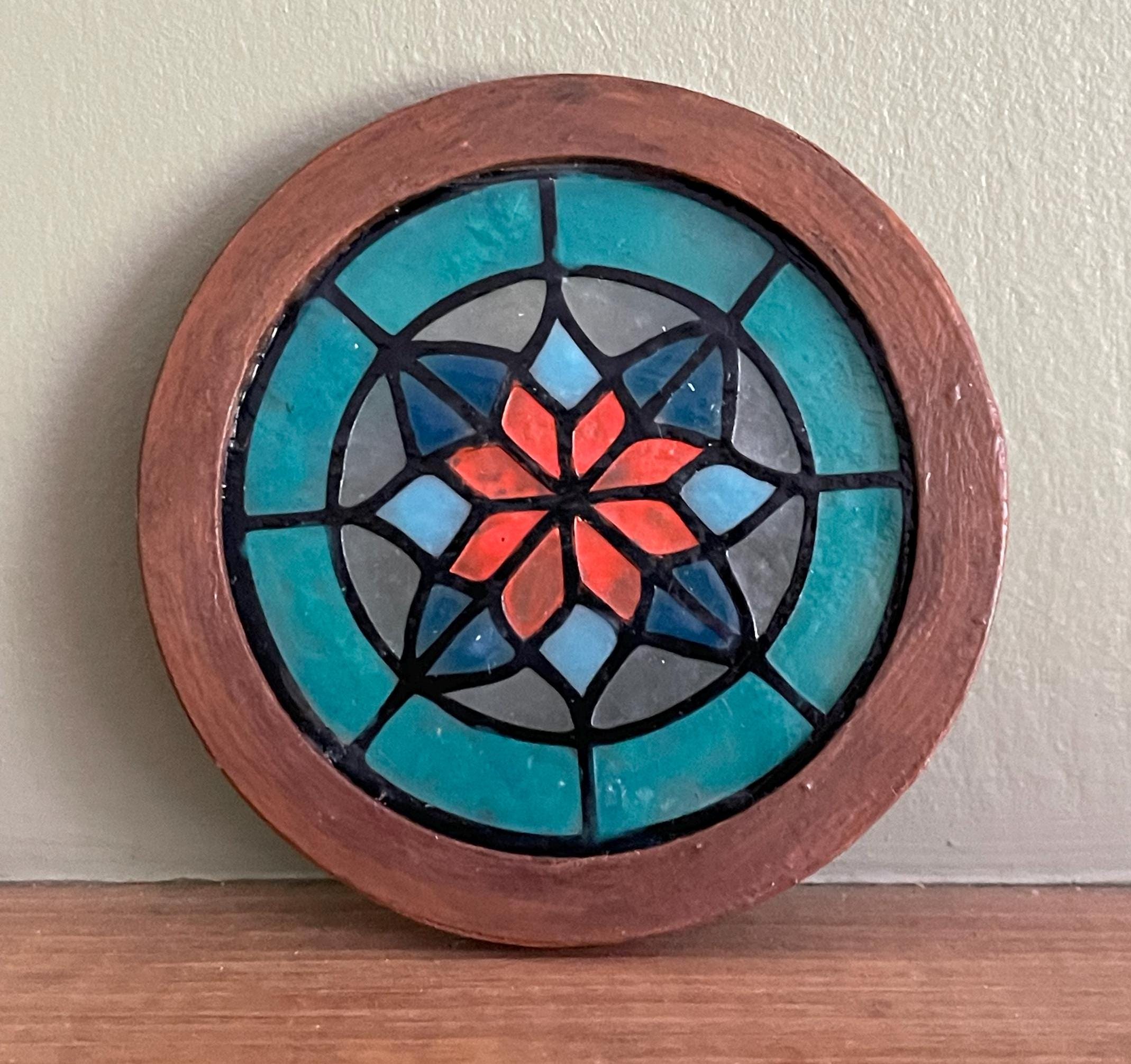 Large Stained-glass Look Window, Round, Handmade Miniature, Dollhouse ...
