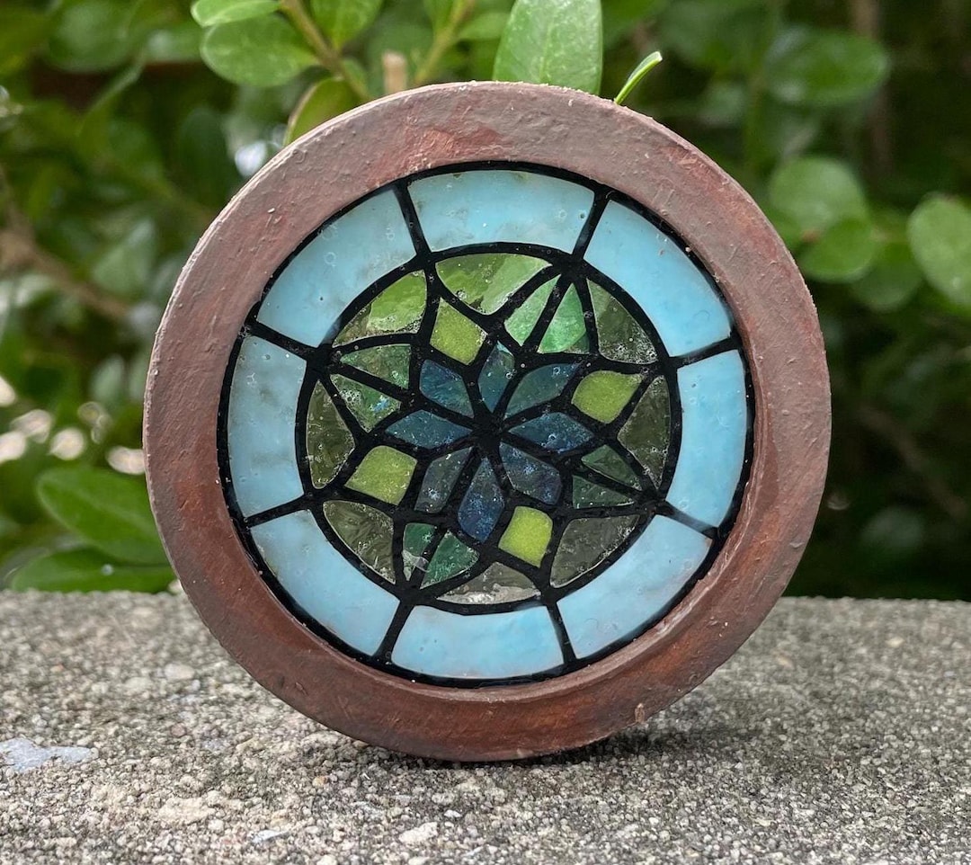 Stained-glass Look Window, Round, Handmade Miniature, Dollhouse Window ...