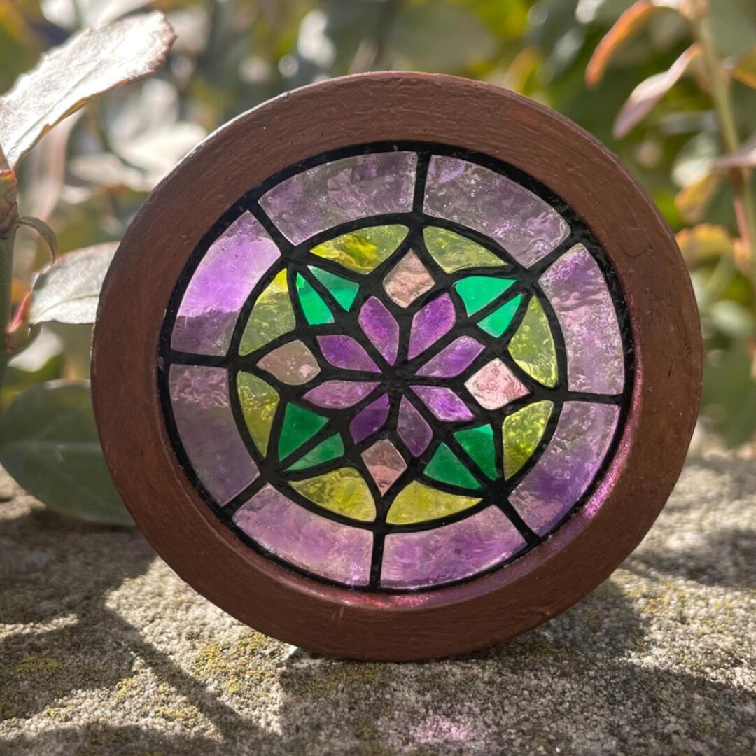 Handmade Miniature Stained Glass Window, Dollhouse Fairy Garden Decor ...