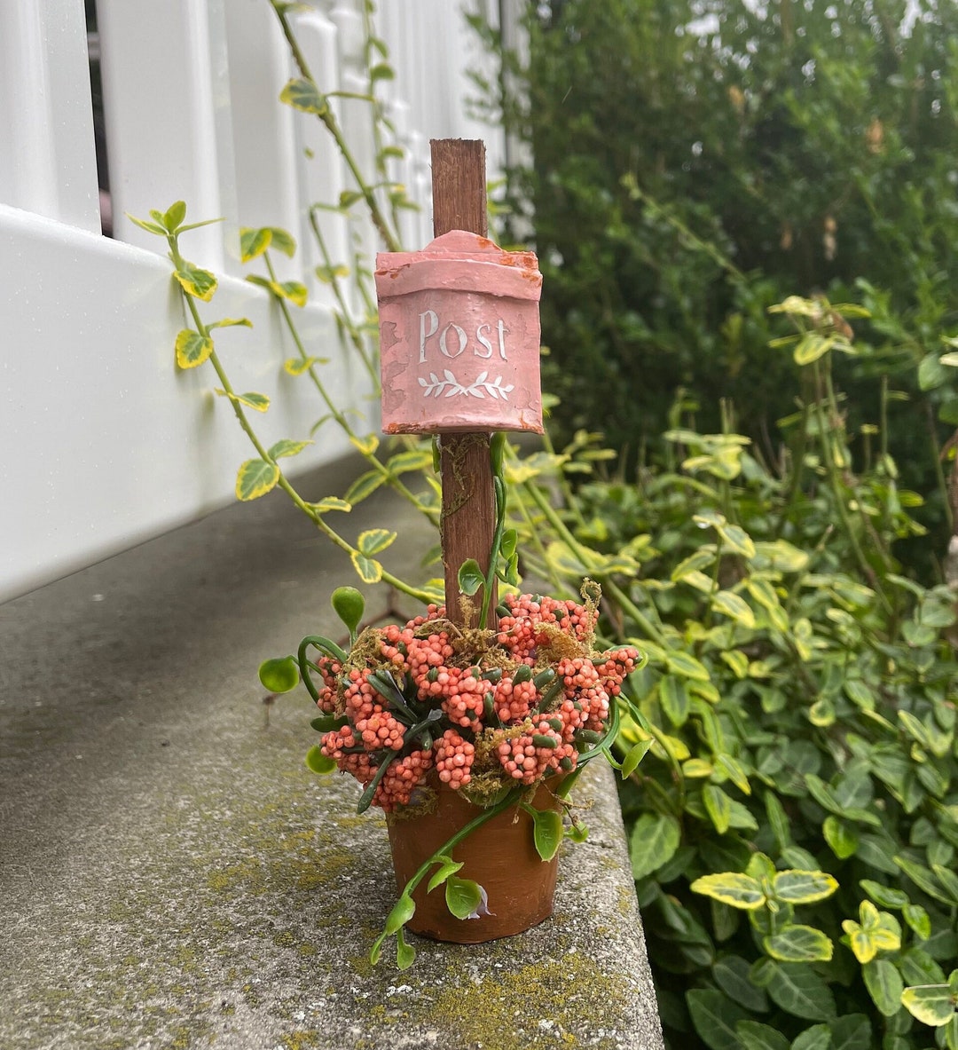 Vintage Pink Mailbox, Handmade Miniature, Dollhouse Mailbox, Fairy ...
