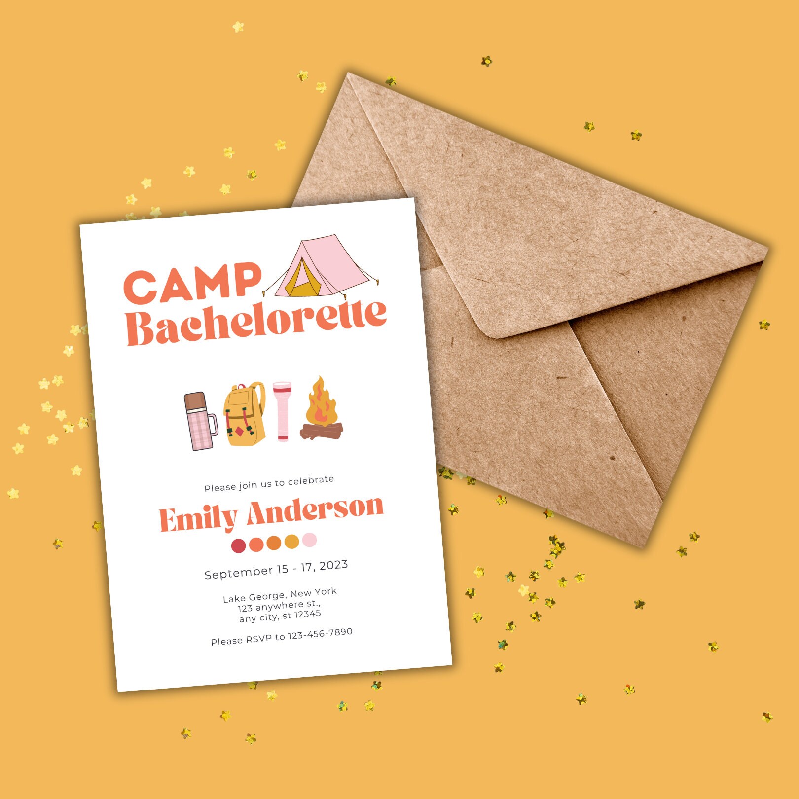 Camp Bachelorette | Camping Themed Bachelorette Party Invite ...